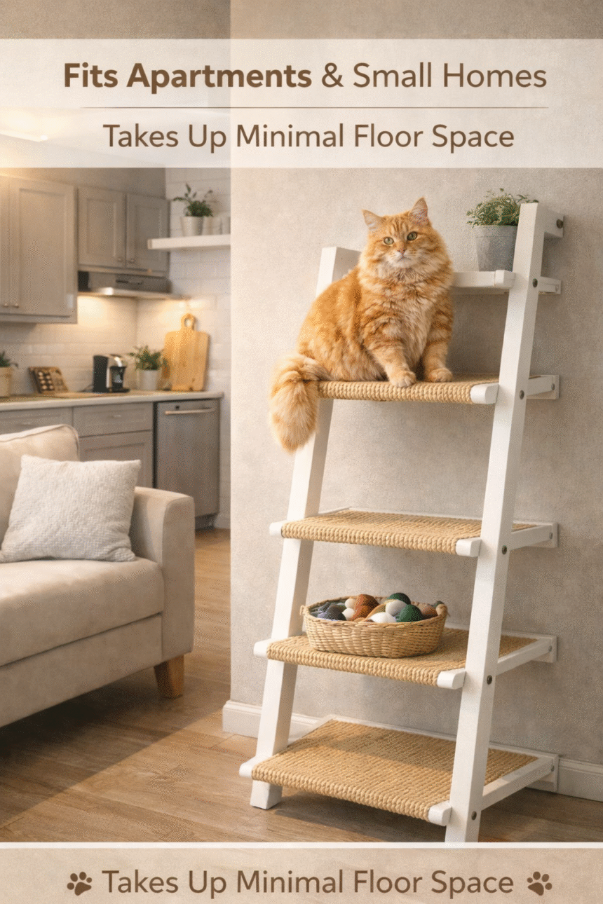 Wall Mounted Cat Ladder with Jute Steps | Space-Saving Vertical Cat ...