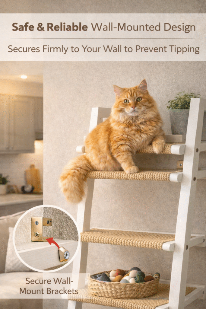 Wall Mounted Cat Ladder with Jute Steps | Space-Saving Vertical Cat ...